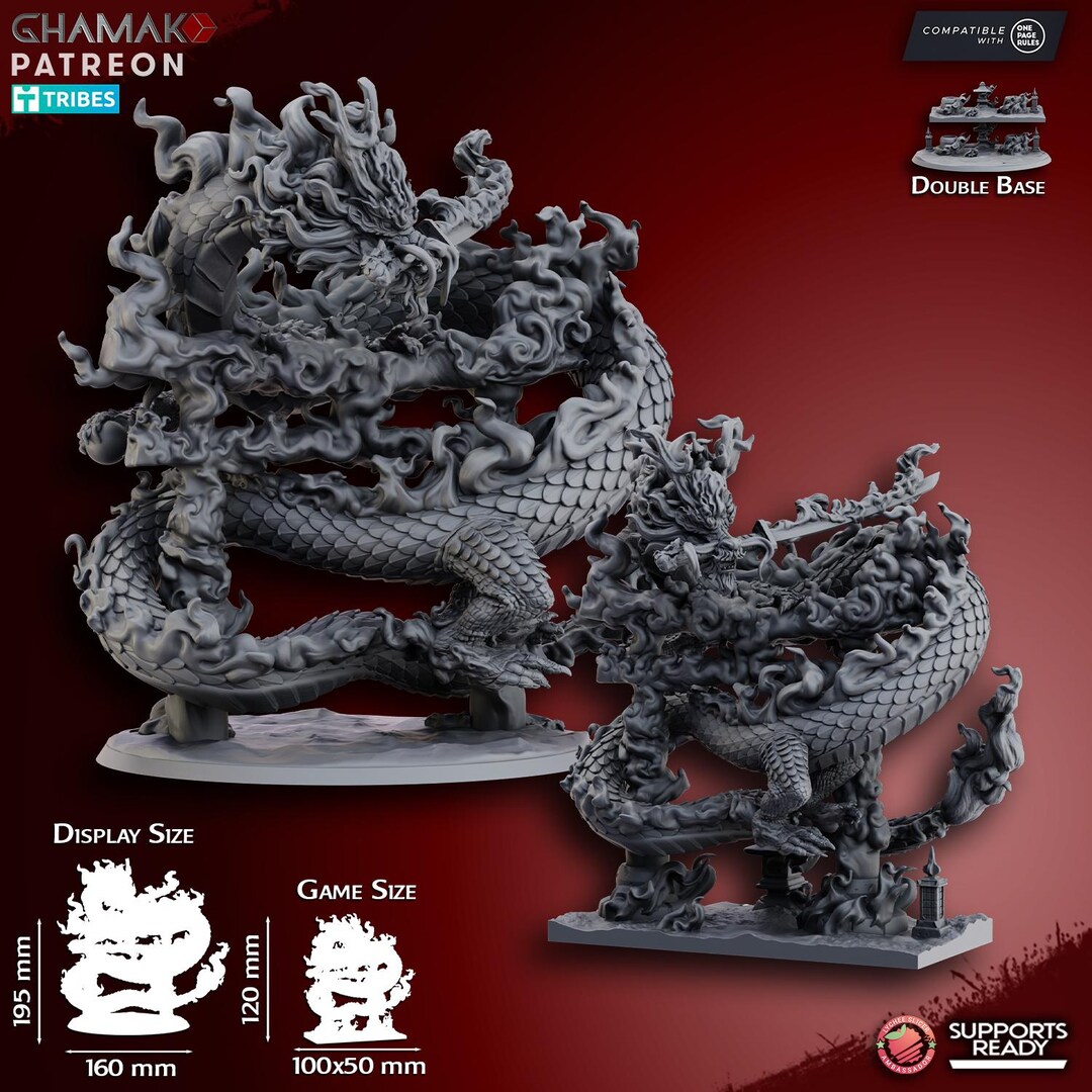 Fire Dragon Miniature: Ghamak Heroic Chinese Dragon, Fantasy Proxy ...