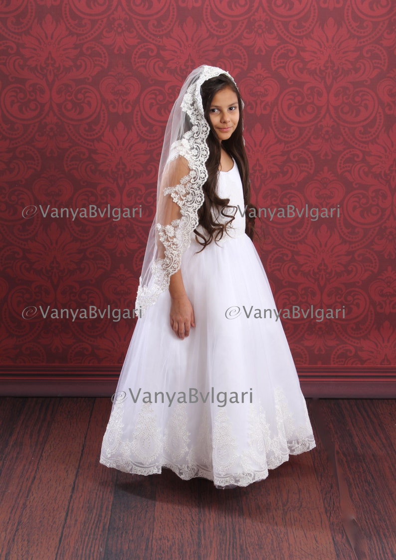 First Communion Veil Flower Girl's Veil Catholic Veil - Etsy