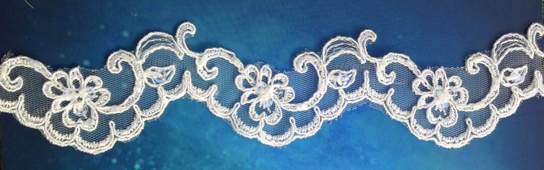 Lace Trim Beaded Lace Edge Beaded Trim Lace Scalloped Lace - Etsy