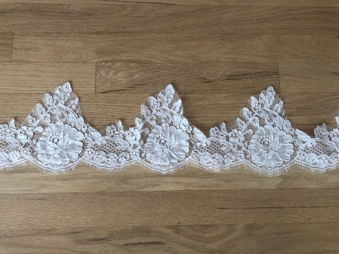Lace Trim, Re-embroidered Lace, Flower Trim for Craft Projets, Alencon ...