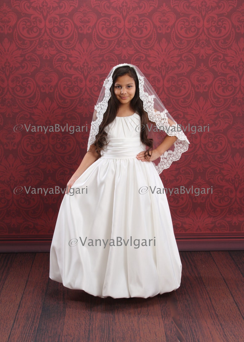 Communion veil Baptism veil Catholic veil Flower girl's | Etsy