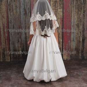 Flower Girl's Veil, First Holy Communion Veil, Baptism Veil, Lace Veil ...