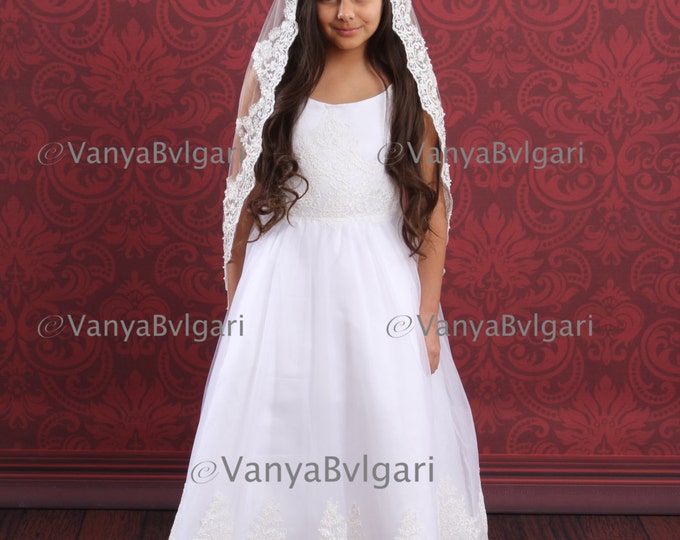 First Communion Veil, Flower Girl's Veil, Catholic Veil, Holy Communion ...