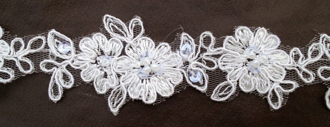 Beaded Lace, Bridal Lace, Beaded Trim in Ivory or White, 1 Width - Etsy