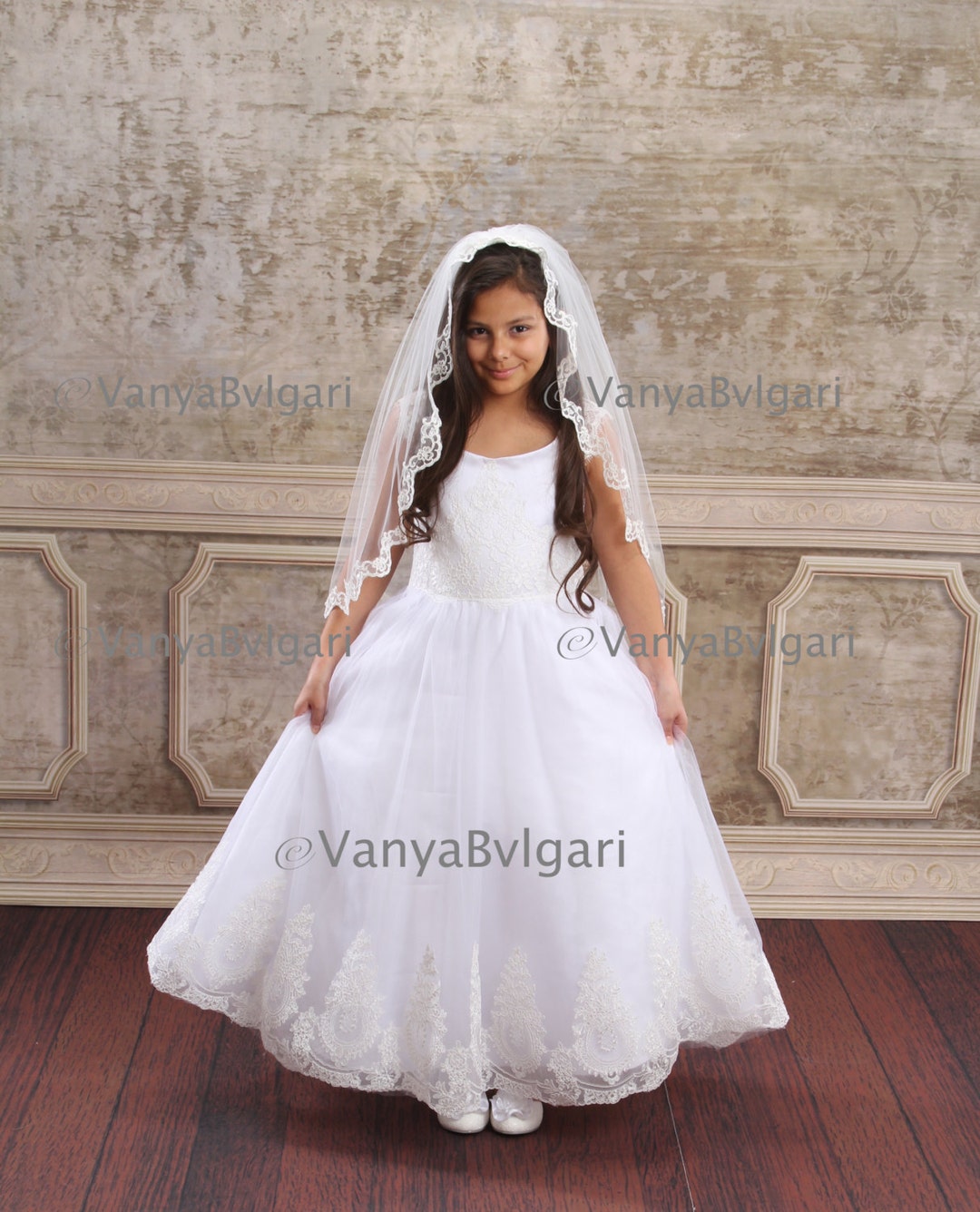 First Holy Communion Veil, Baptism Veil, Lace Veil for Church, Flower ...
