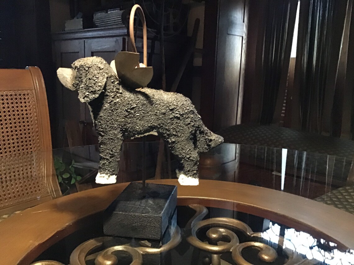 Carved labradoodle or golden doodleblack and white with wings | Etsy