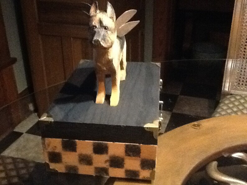Carved German. Shepherd box for home or memorial | Etsy