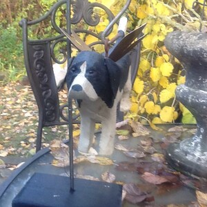 Carved Black and White Beagle ,with Wings and Hook for Home or Garden ...