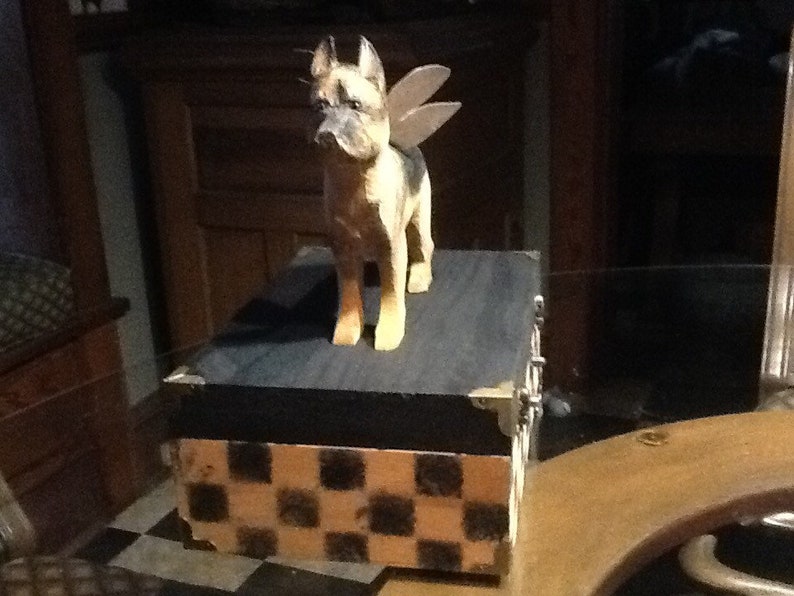 Carved German. Shepherd box for home or memorial | Etsy