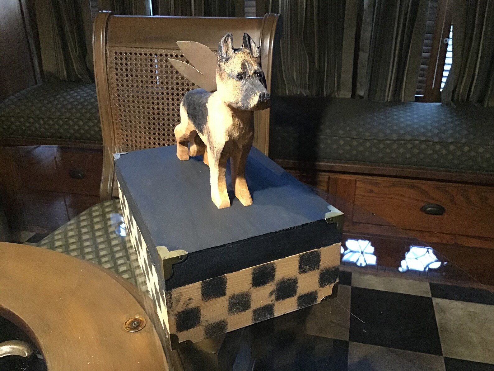 Carved German. Shepherd box for home or memorial | Etsy