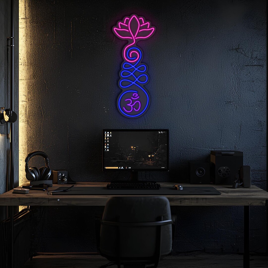 Yoga Neon Sign, Namaste Symbol Neon Sign, Neon Sign Namaste, Neon Sign ...