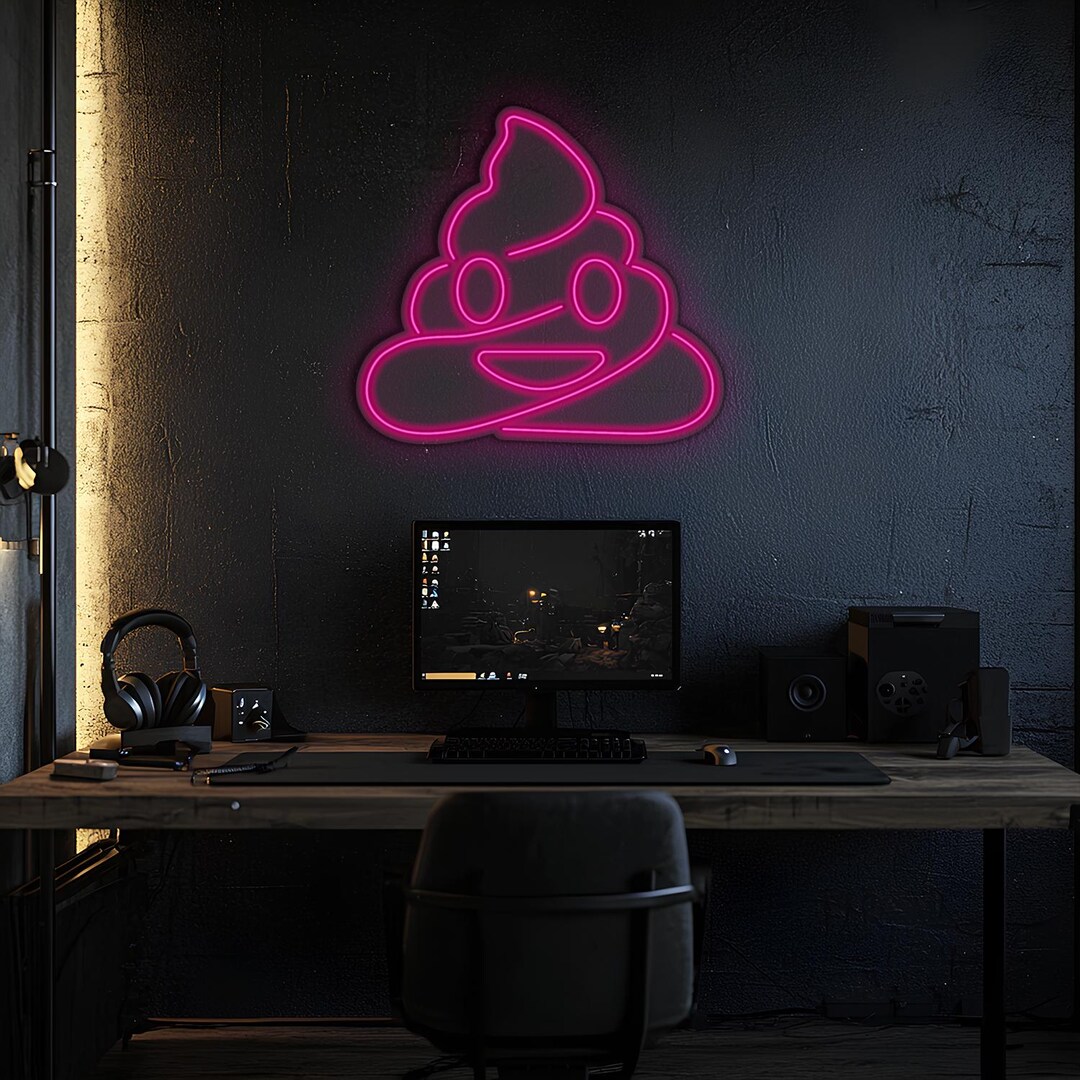 Poop Emoji Plexi Neon Sign, Poop Emoji Neon Wall Art, Neon Wall Art ...