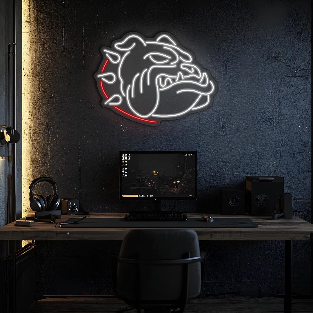 Bulldog Plexi Neon Sign, Bulldog Neon Wall Art, Neon Wall Art, Neon ...