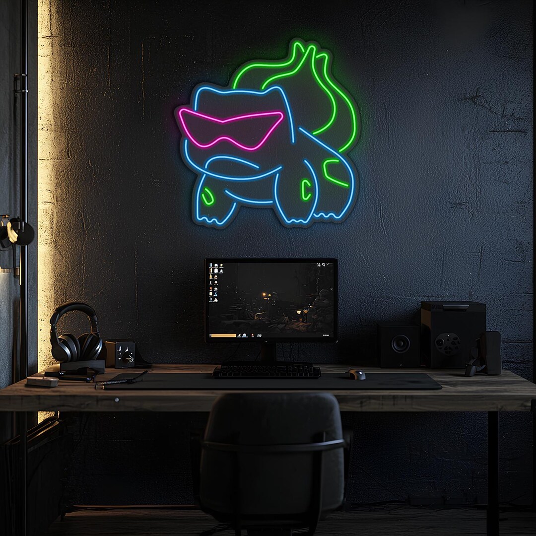 Bulbasaur Plexi Neon Sign, Bulbasaur Neon Wall Art, Neon Wall Art, Neon ...