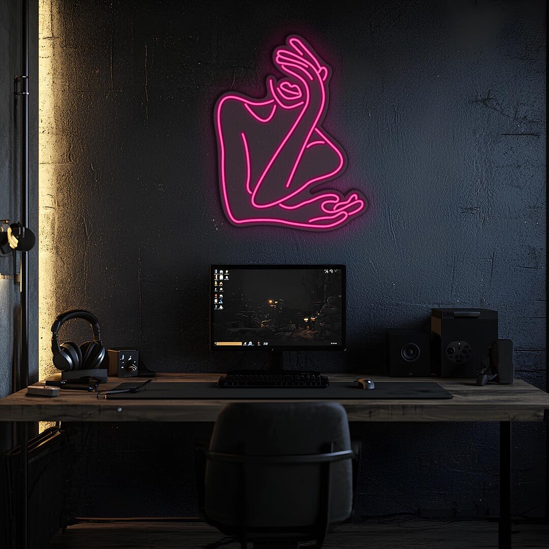 Minimalist Female Body Neon Sign, Woman Line Sign, Female Body Decor ...