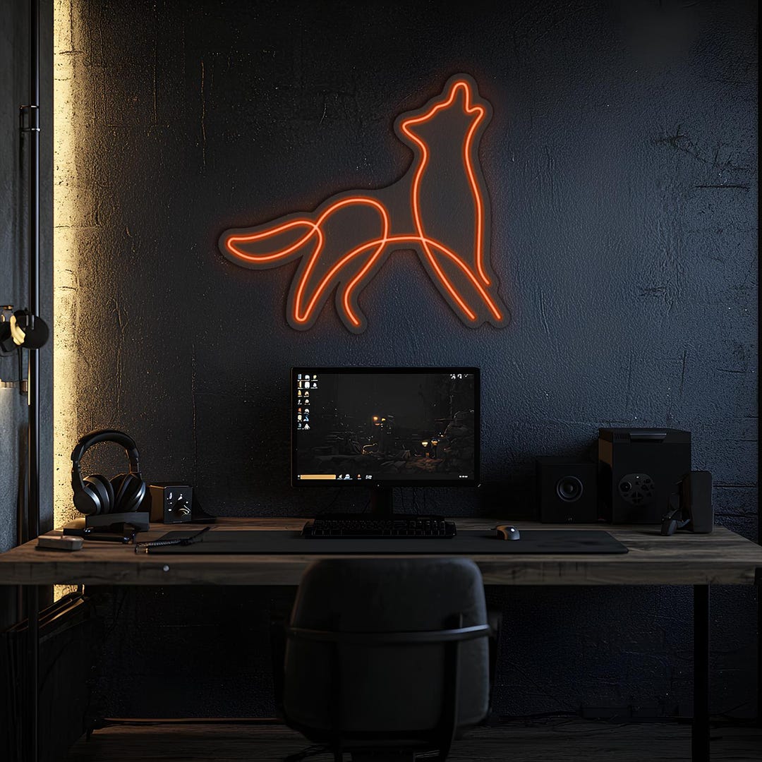 Wolf Plexi Neon Sign, Wolf Neon Wall Art, Wolf Neon Sign, Neon Wall Art ...