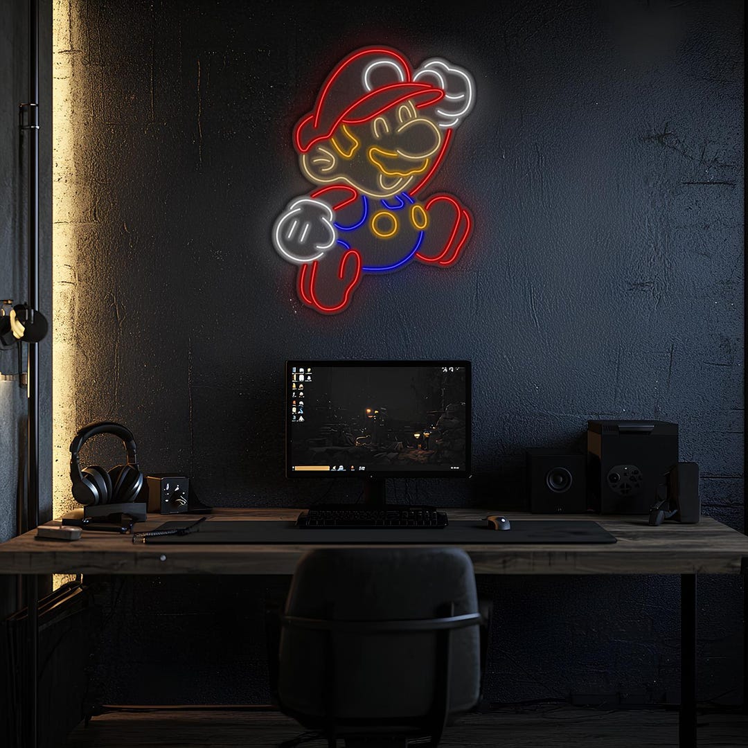 Super Mario Plexi Neon Sign, Super Mario Neon Wall Art, Neon Wall Art ...