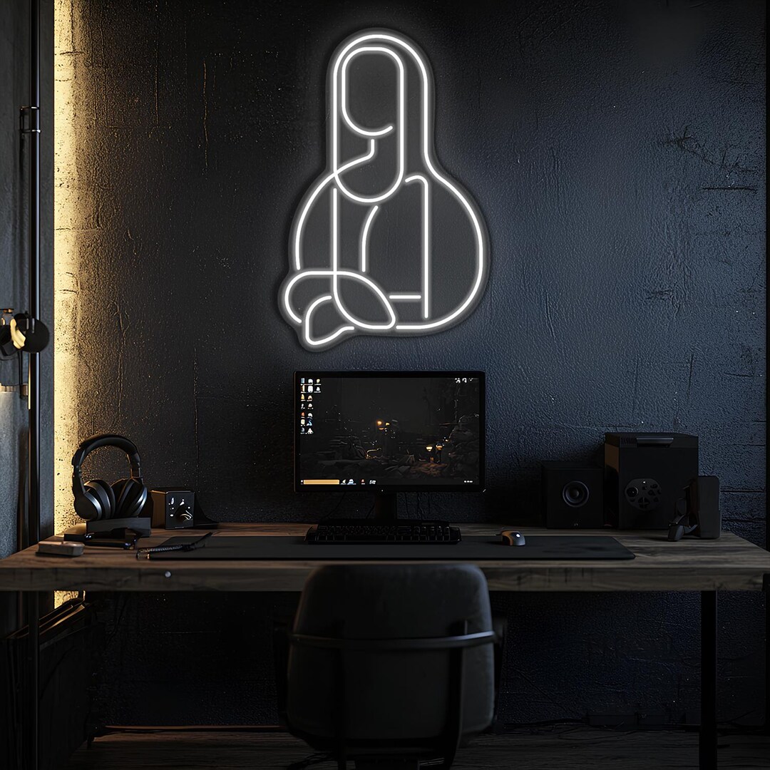 Mona Lisa Plexi Neon Sign, Da Vinci, Gioconda Portrait, Neon Wall Art ...