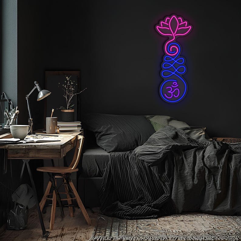 Yoga Neon Sign, Namaste Symbol Neon Sign, Neon Sign Namaste, Neon Sign ...