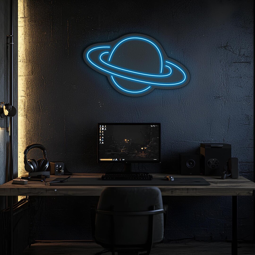 Saturn Planet Plexi Neon Sign, Saturn Planet Neon Wall Art, Neon Wall ...