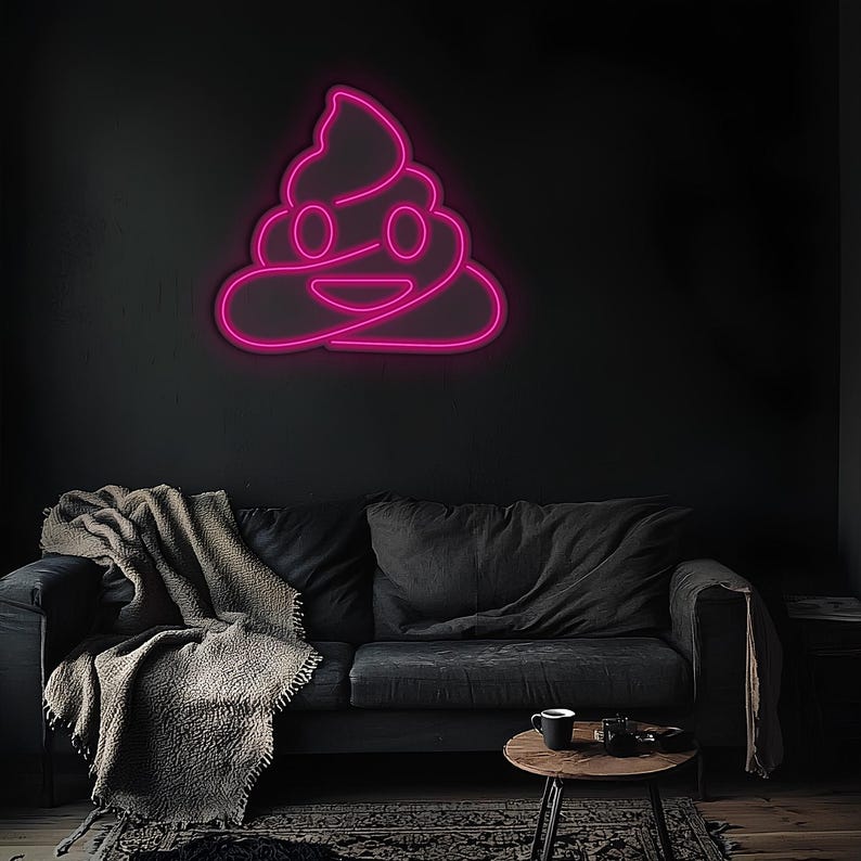 Poop Emoji Plexi Neon Sign, Poop Emoji Neon Wall Art, Neon Wall Art ...