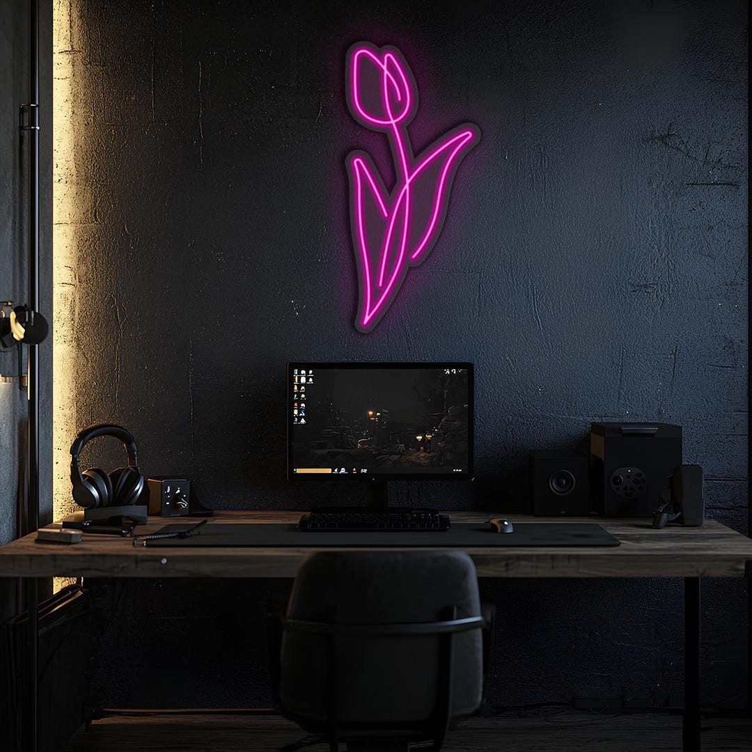 Tulip Plexi Neon Sign, Tulip Neon Wall Art, Neon Wall Art, Neon Light ...
