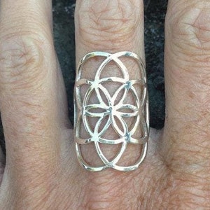 Sterling Silver Seed of Life Ring / Sacred Geometry Flower of Life Ring ...