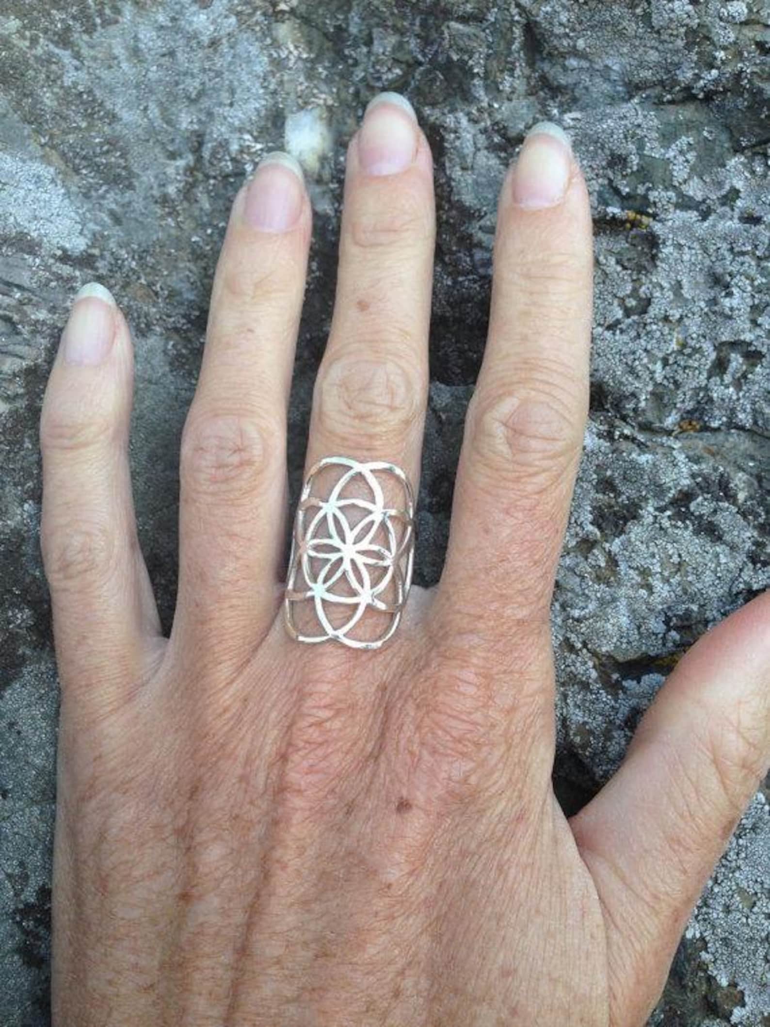 Sterling Silver Seed of Life Ring / Sacred Geometry Flower of Life Ring ...