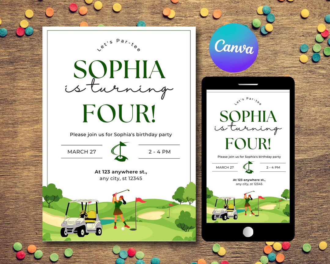 Golf Birthday Invitation, Mini Golf Par-tee Invite, Hole-in-one Golf ...