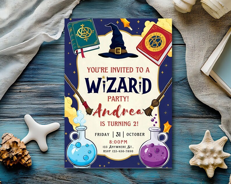 Wizard Birthday Party Invitation, Wizard School Birthday Invite ...