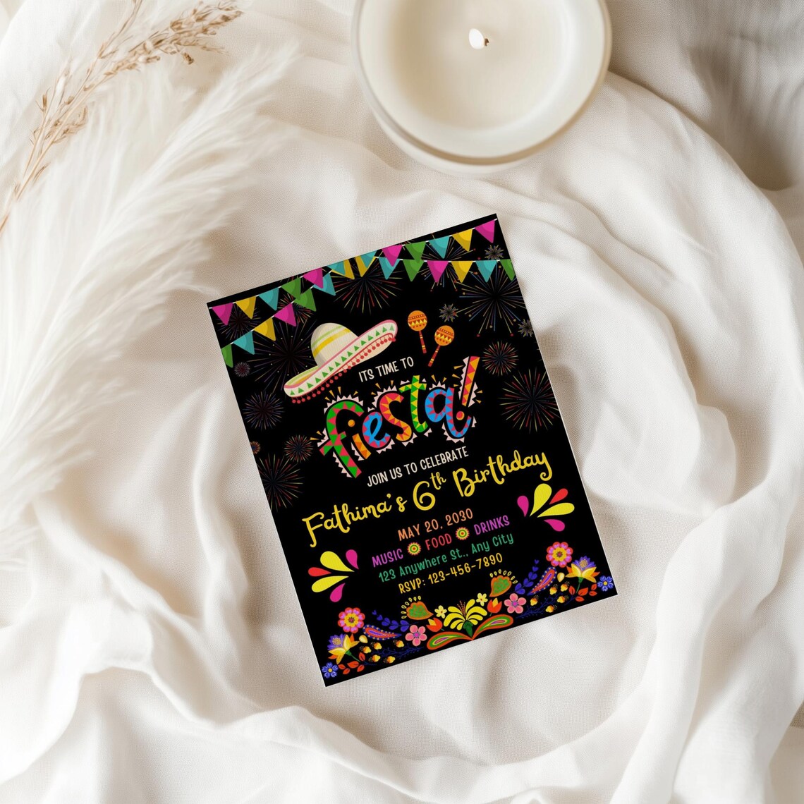Fiesta Birthday Invitation Mexican Theme Invitation Fiesta Invitation ...