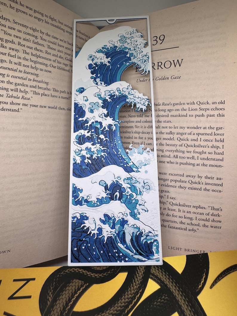 The Great Wave Bookmark | 3D Printed Hokusai-inspired Bookmark | Japanese Art Bookmark | Ocean ...