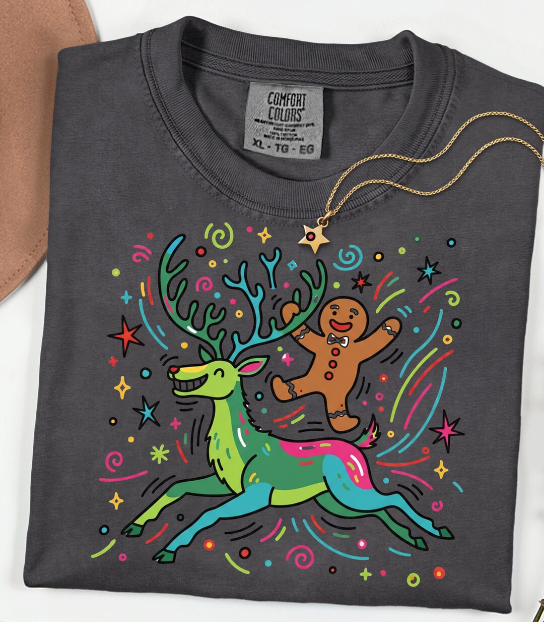 Gingerbread Riding Reindeer PNG, Funny Christmas Cookie PNG ...