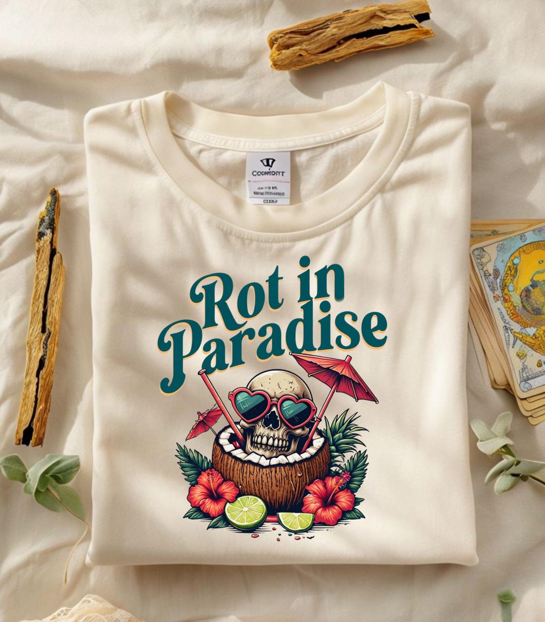 Rot in Paradise PNG, Tropical Skeleton Coconut Shirt Design, Funny ...