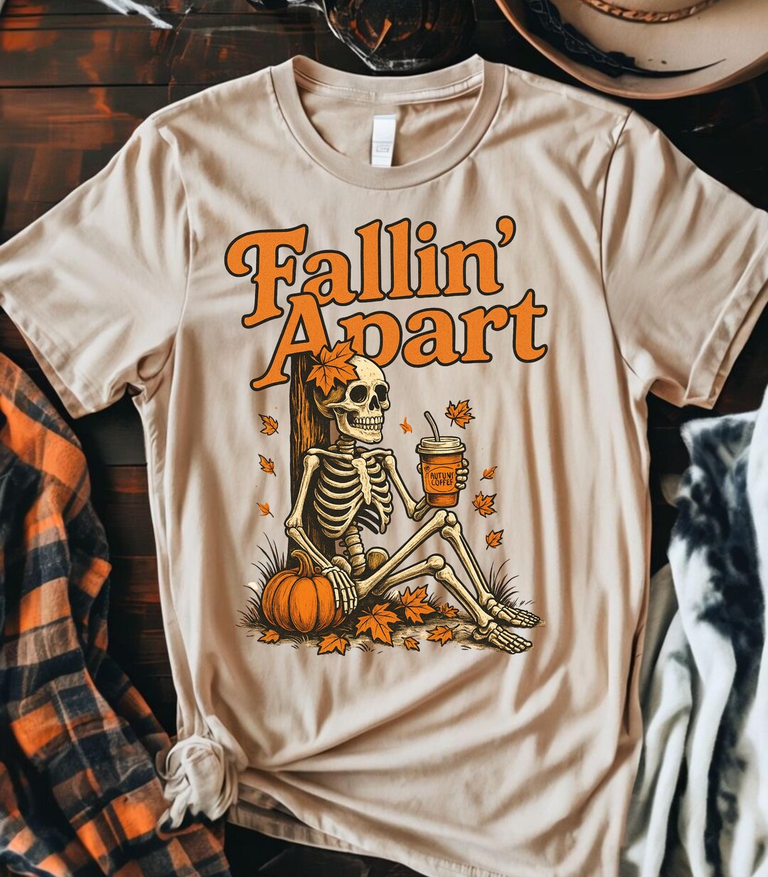 Fallin' Apart Skeleton Shirt PNG, Retro Halloween Skeleton With Coffee ...