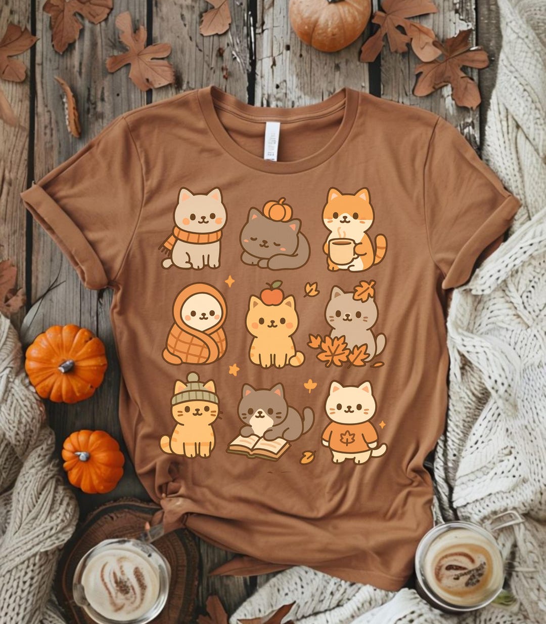 Cute Cozy Fall Cat PNG Bundle, Autumn Kittens in Sweaters, Pumpkin ...