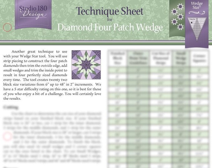 Diamond Four Patch Wedge Technique Sheet | Etsy
