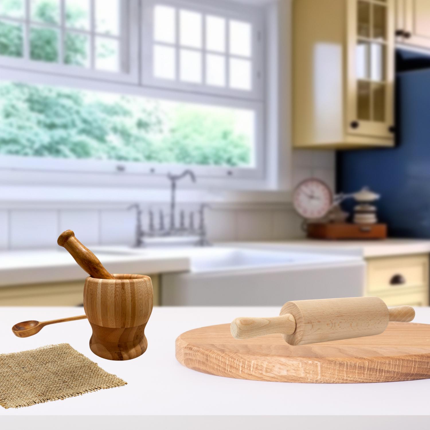 Bamboo Mortar and Pestle Grinding Bowl - Etsy