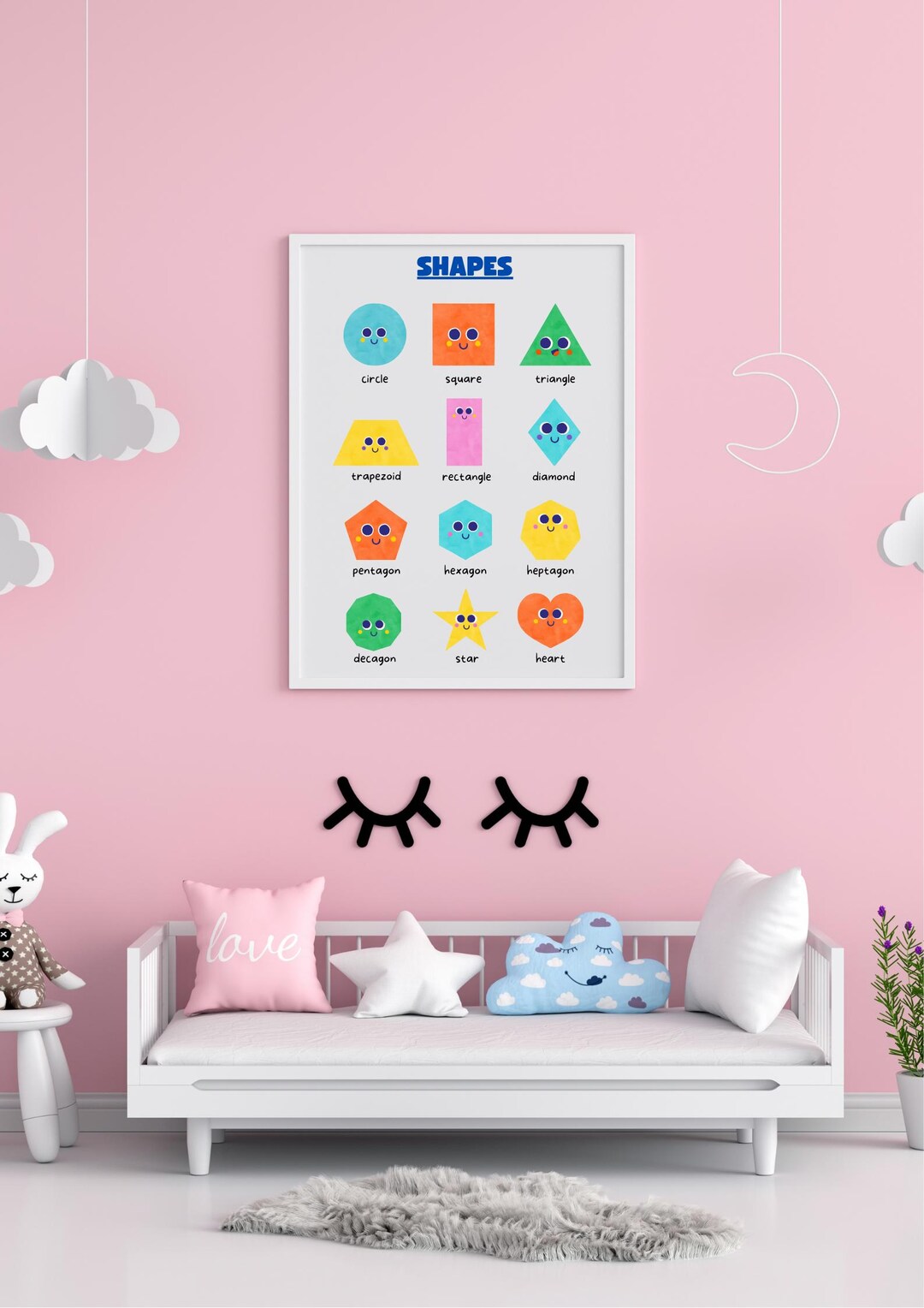 Educational Wall Posters SHAPE Kindergarten School Kids Room Learning ...