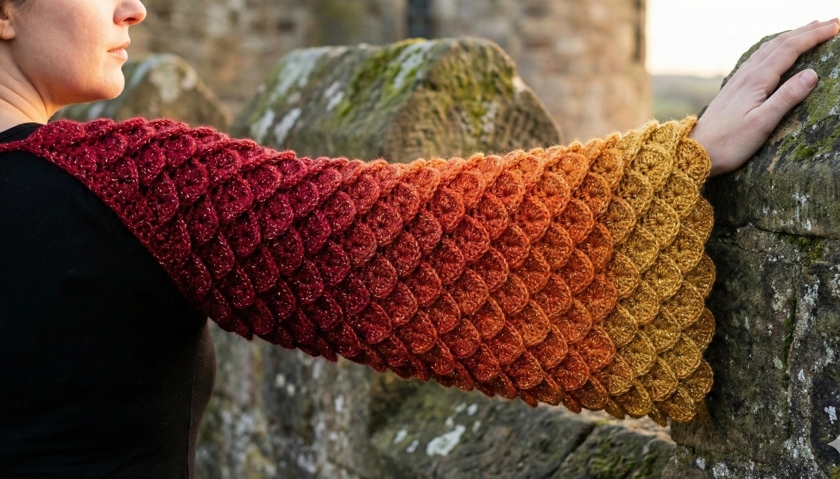 Dragon Scale Shrug Crochet Pattern Crocodile Stitch Bolero Bell Sleeve ...