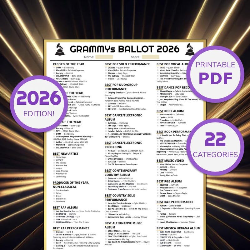 Oscars Ballot 2026 - Etsy