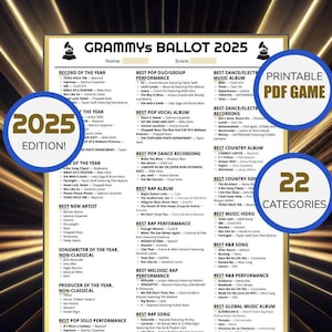 Printable 2025 Grammy Ballot - Etsy