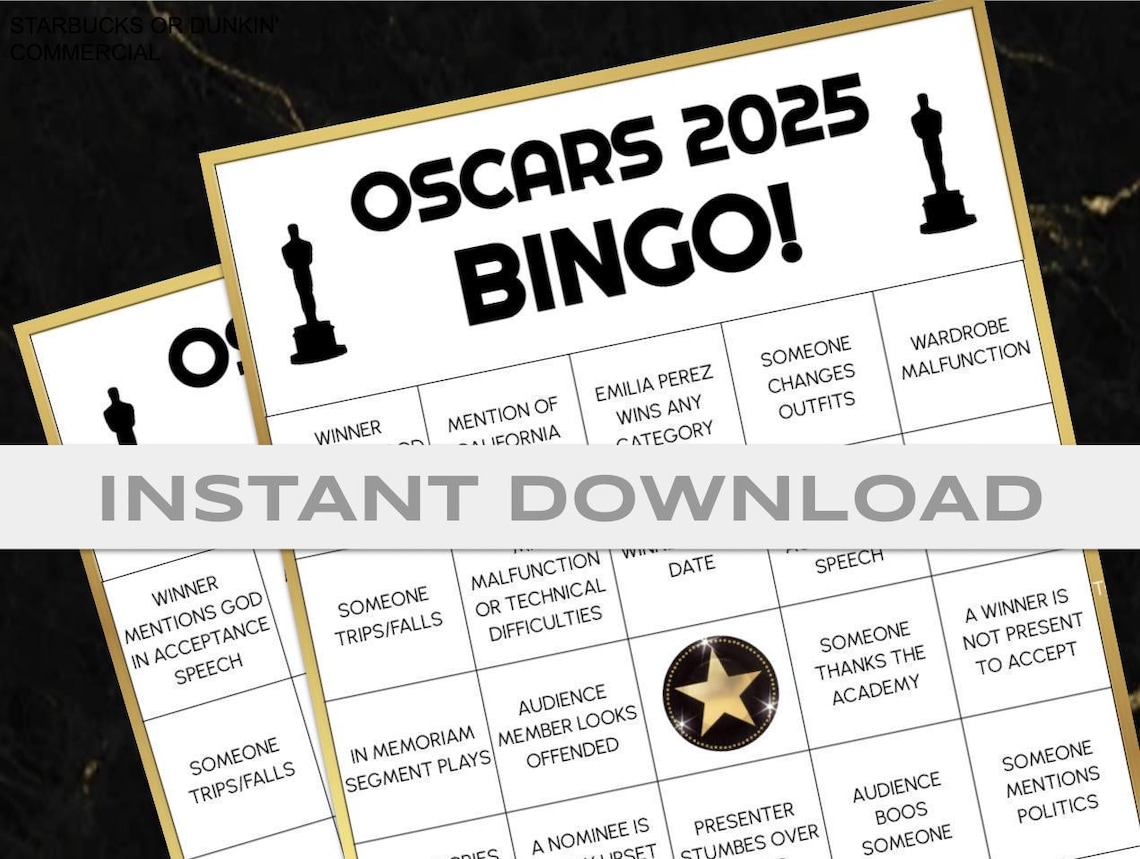 OSCARS 2025 BINGO: Fun Printable Game for 97th Academy Awards Night ...