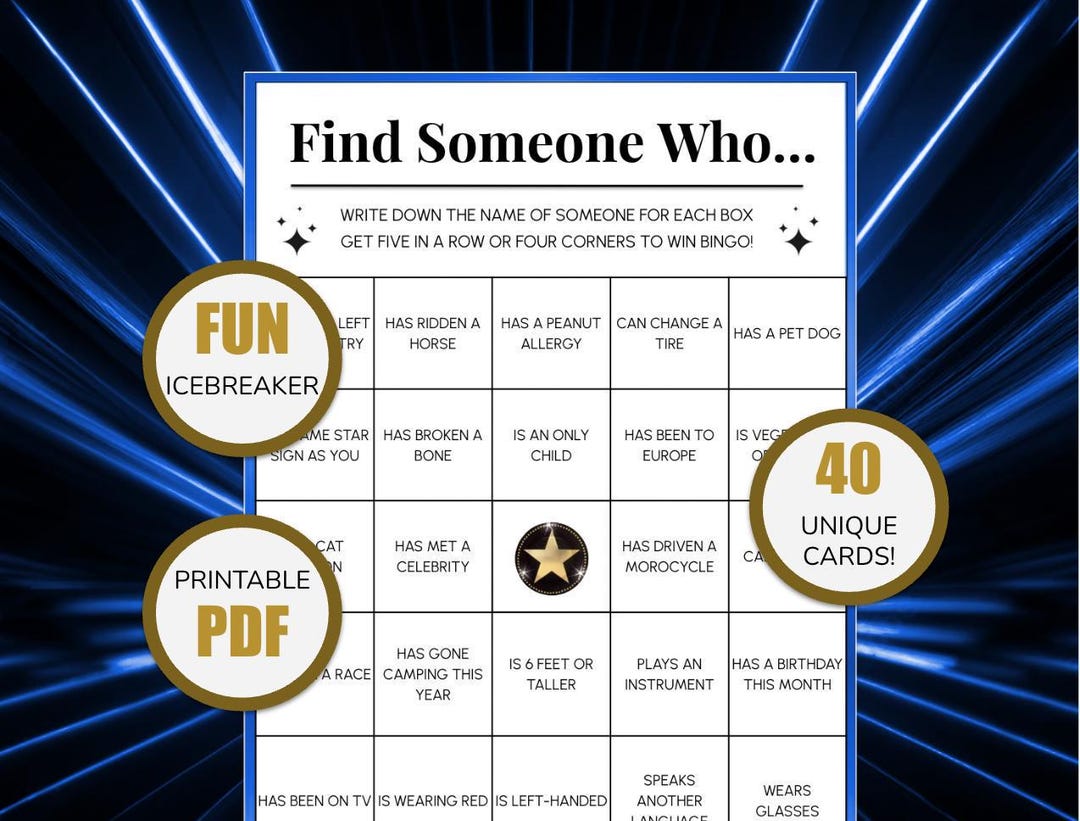 Find Someone Who Bingo, Fun Icebreaker for Team Building, Get to Know ...