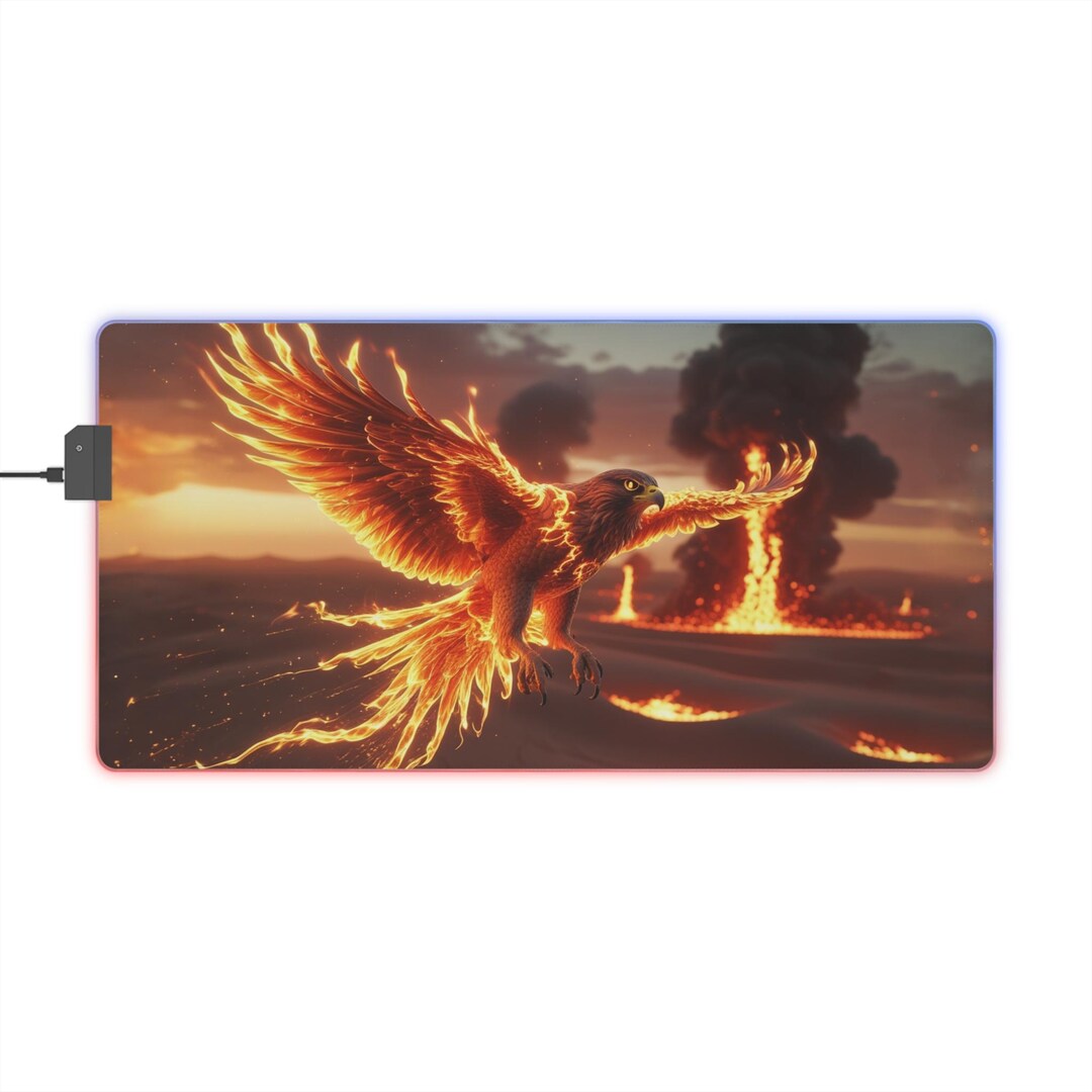 Fire Falcon LED Mouse Pad - Gaming Mouse Mat, RGB Light up Desk Pad ...