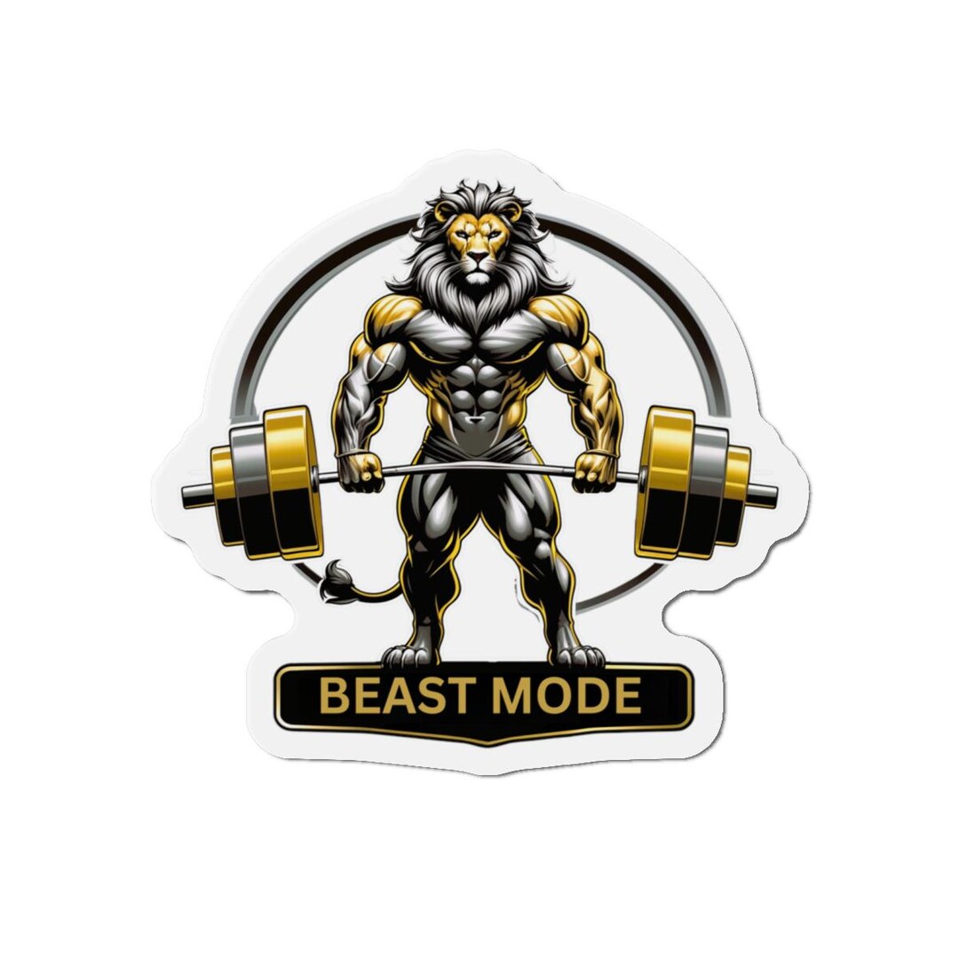 Die-cut Magnet: Workout Lion Gym Beastmode Heavy Lifting, Fitness ...