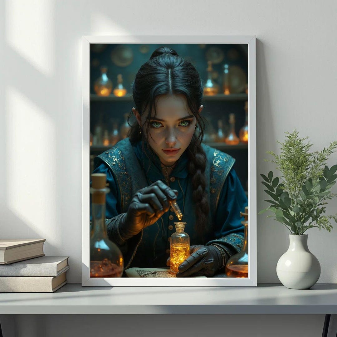The Elixir Maker – Enchanting Alchemist Girl Fantasy Digital Art Print ...