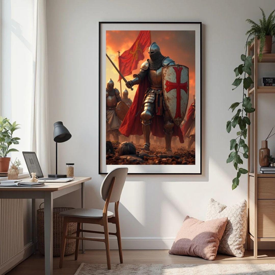 Crusader Valor: Knight in Battle - Digital Fantasy Art Download - Etsy