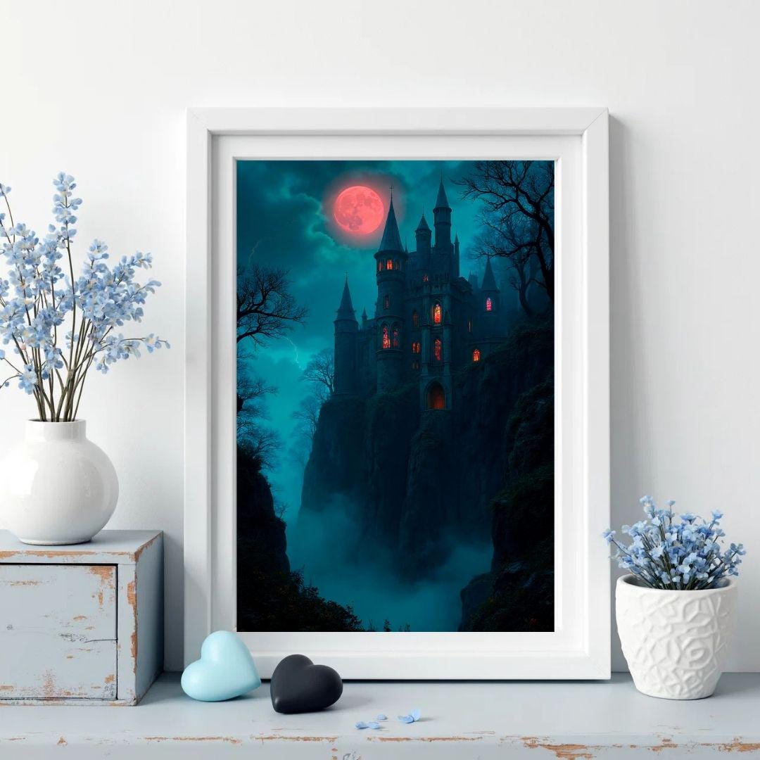 Blood Moon Castle – Dark Gothic Fantasy Wall Art - Etsy