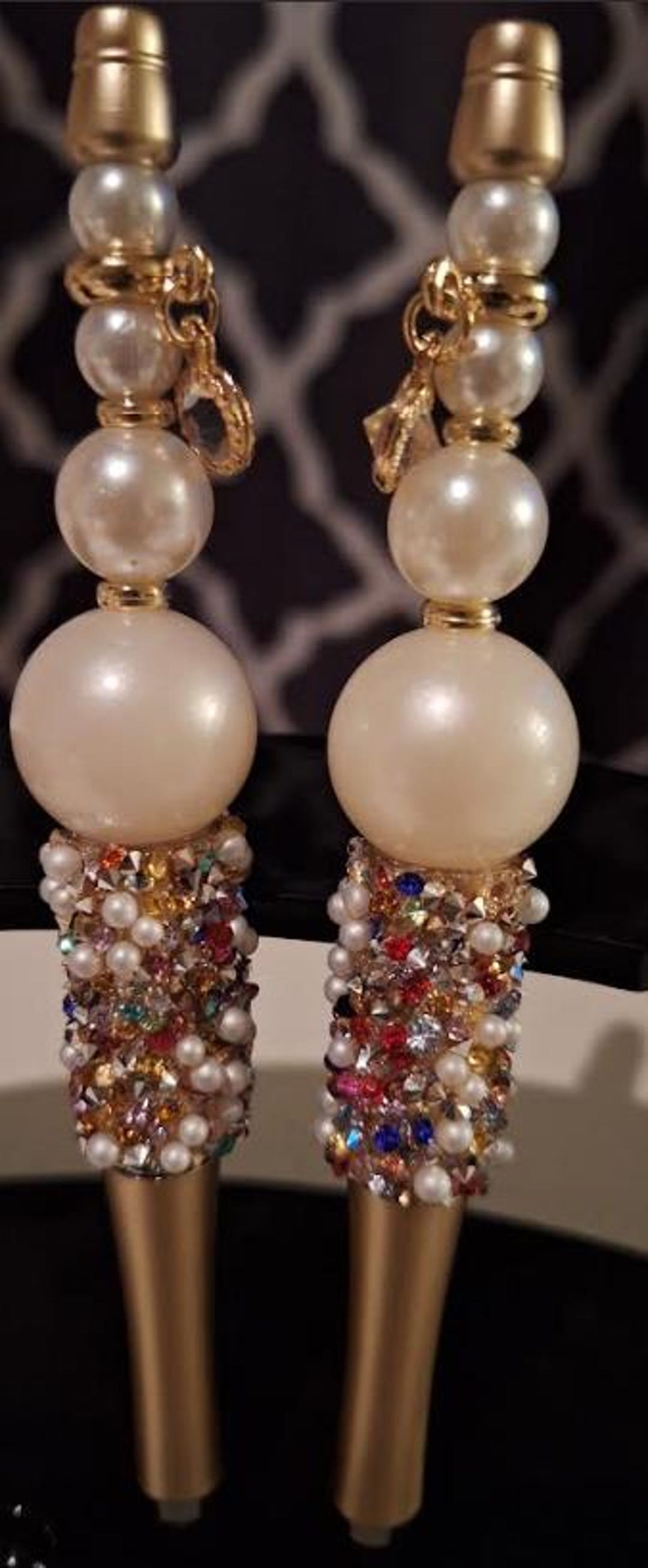 Gold Pens With Jewels, Pearls and a Dangling Crystal - Etsy